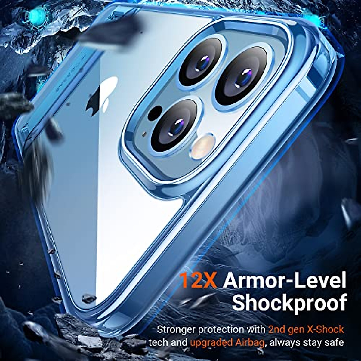 TORRAS MoonClimber iPhone 12 Pro Case/iPhone 12 Case [3 Stand Ways] [12X Armor-Level Protection] with Adjustable Metal Kickstand Shockproof Slim Transparent Stand Cases 6.1 inch, Clear
