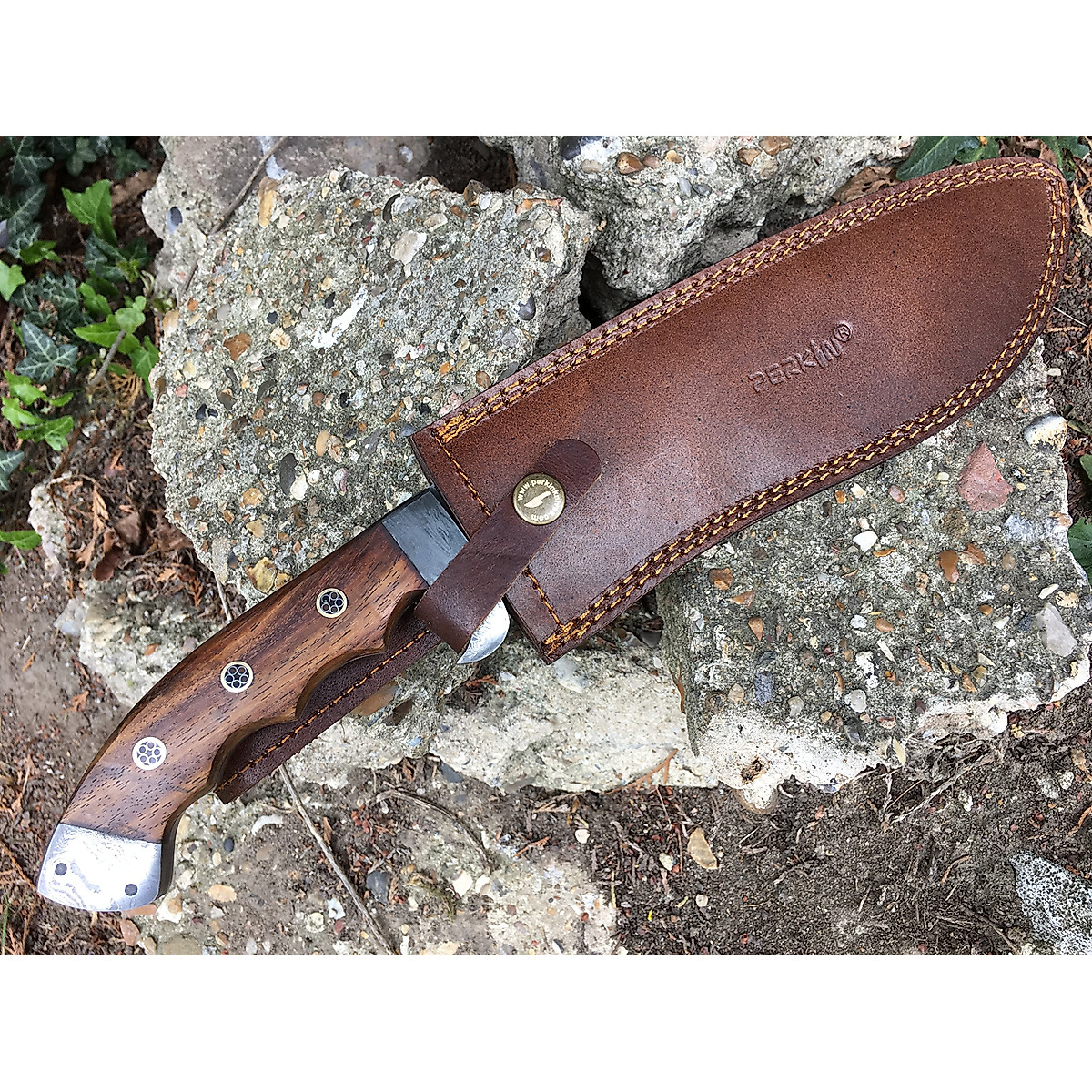Perkin - Hunting Knife with Leather Sheath - D2 Steel Blade