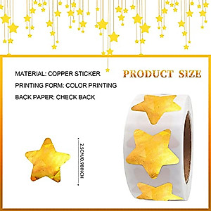 BLMHTWO 500pcs 1 Inch Star Stickers Gold Star Stickers Gold Stickers Foil Holographic Self-Adhesive Star Stickers for Kids Reward Behavior Chart Student Planner Classroom Teacher Supplies