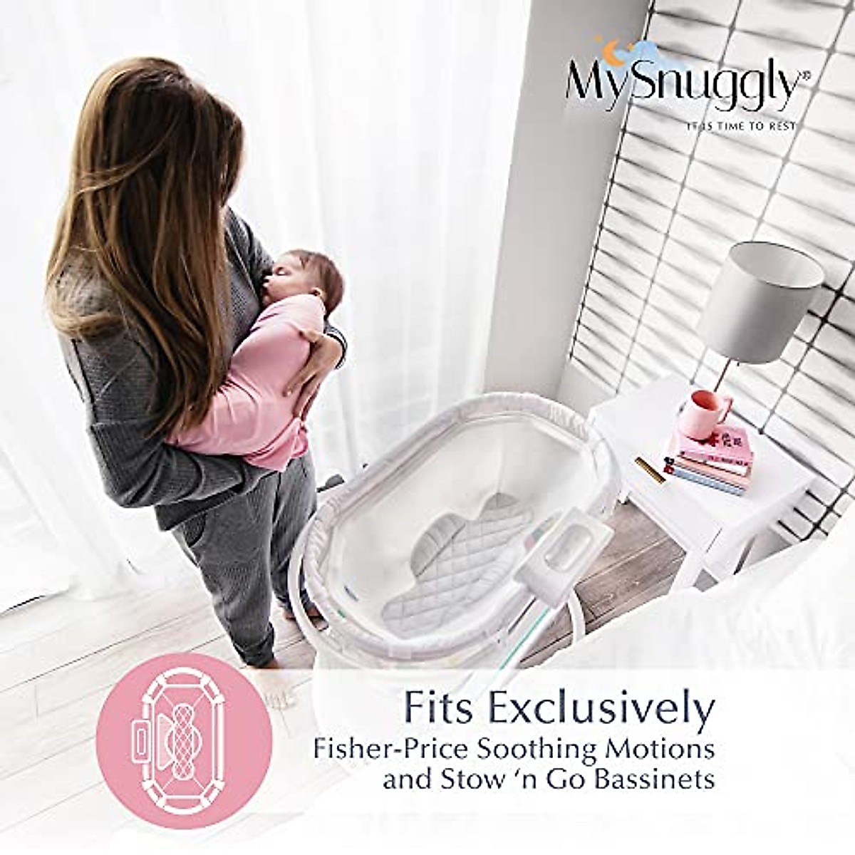 MySnuggly Newborn Bassinet Insert for Soothing Motions Bassinets | Patented Safe Real Cuddling Feeling for Better Sleep