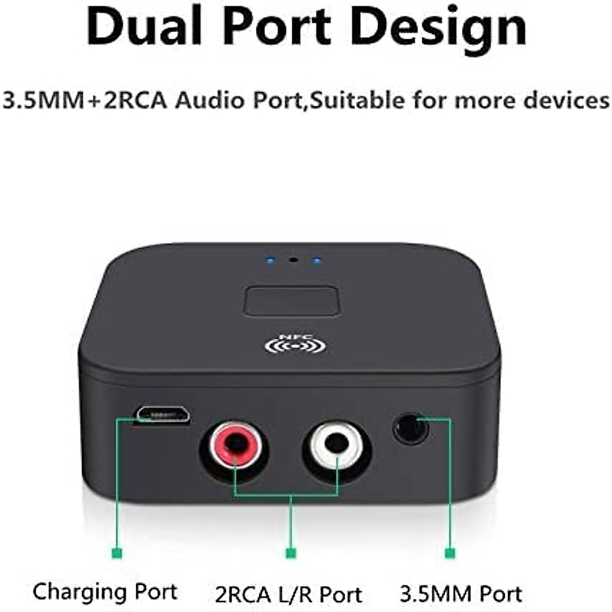Bluetooth Receiver for Home Stereo RCA, 3.5mm AUX Wireless Audio Adapter for Home and Car Stereo System,NFC-Enabled
