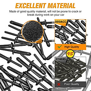 GOOACC 50Pcs 1/4" Hole Nylon Blind Rivets Fender Flare Bumper Door Trim Plastic Rivet Retainer Compatible with Chrysler 6501559, 6506007AA GM 10184895 Ford N803862-S