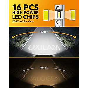 OXILAM 2023 Upgraded H11 LED Bulbs, 16000LM 500% Brighter 1:1 Size, 6500K Cool White Wireless H9 H8 LED Bulb, Canbus Halogen Replacement Plug and Play, Pack of 2