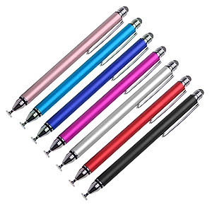 BoxWave Stylus Pen Compatible with Microsoft Surface Duo 2 5G - DualTip Capacitive Stylus, Fiber Tip Disc Tip Capacitive Stylus Pen for Microsoft Surface Duo 2 5G - Metallic Silver