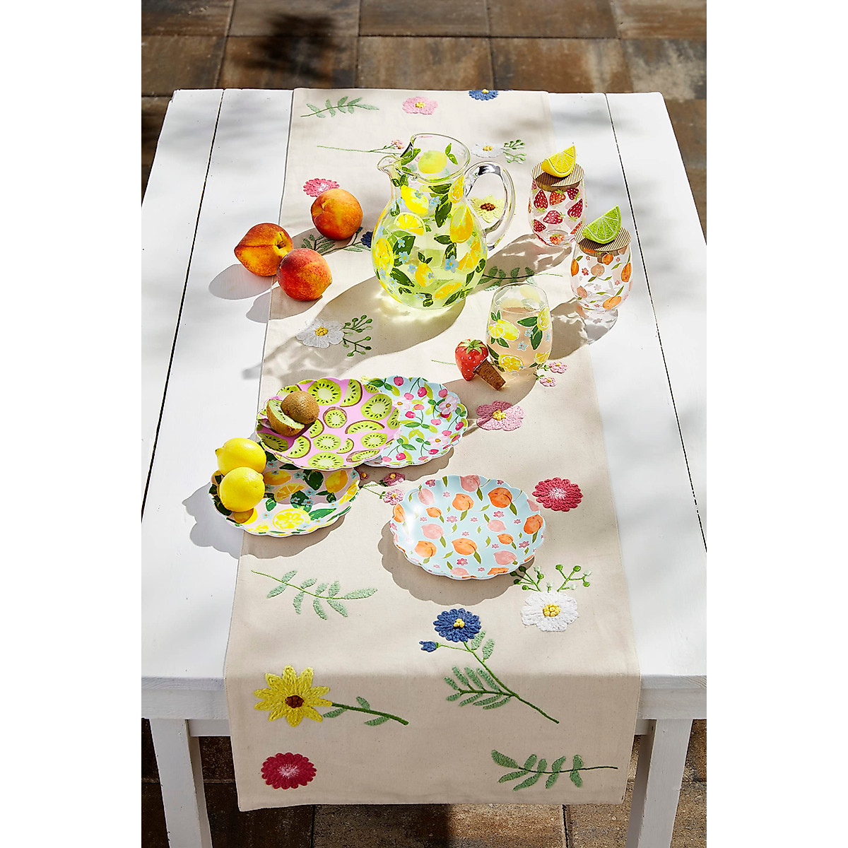 Mud Pie Lemon Fruit Wine Glass Set 16oz