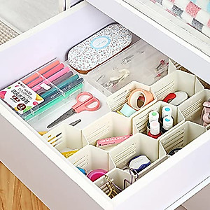 benbigbee Honeycomb Drawer Organizer, 12 Pcs Adjustable Underwear Organizer For Drawer Sock Clothes, Drawer Dividers Organizer For Belts, Ties, Clothing, Makeup, Office Supplies (White)