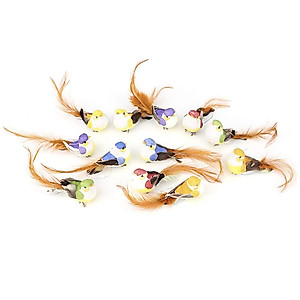 Oumefar 12Pcs Beautiful Simulated Birds Ornament,Lovely Artificial Simulation Foam Bird for Statues Tree Lawn Home Garden Decoration