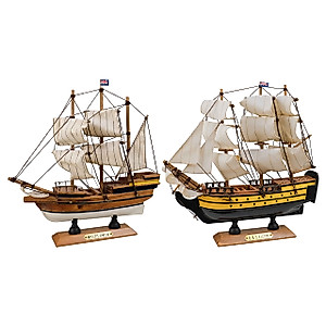 SAILINGSTORY Wooden Model Ships Sailing Ship Model Sailboat Decor Mayflower, Victory 9.5" Set of 2 Pack