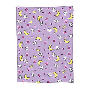 Qazyyi Usagi Blanket Rabbit Moon Pattern Throw Blanket Bedding Room Decor Flannel Blankets for Bed Sofa 80"x60"