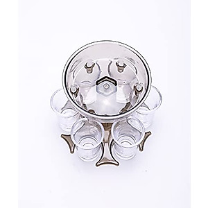 Mixt Shots 6 Shot Glass Dispenser and Holder, Multiple Shot Pourer for Cocktail, Wine and Juice, Party Drink and Beverage Dispenser for Filling Liquids (13x13x12.5 cm, Transparent)