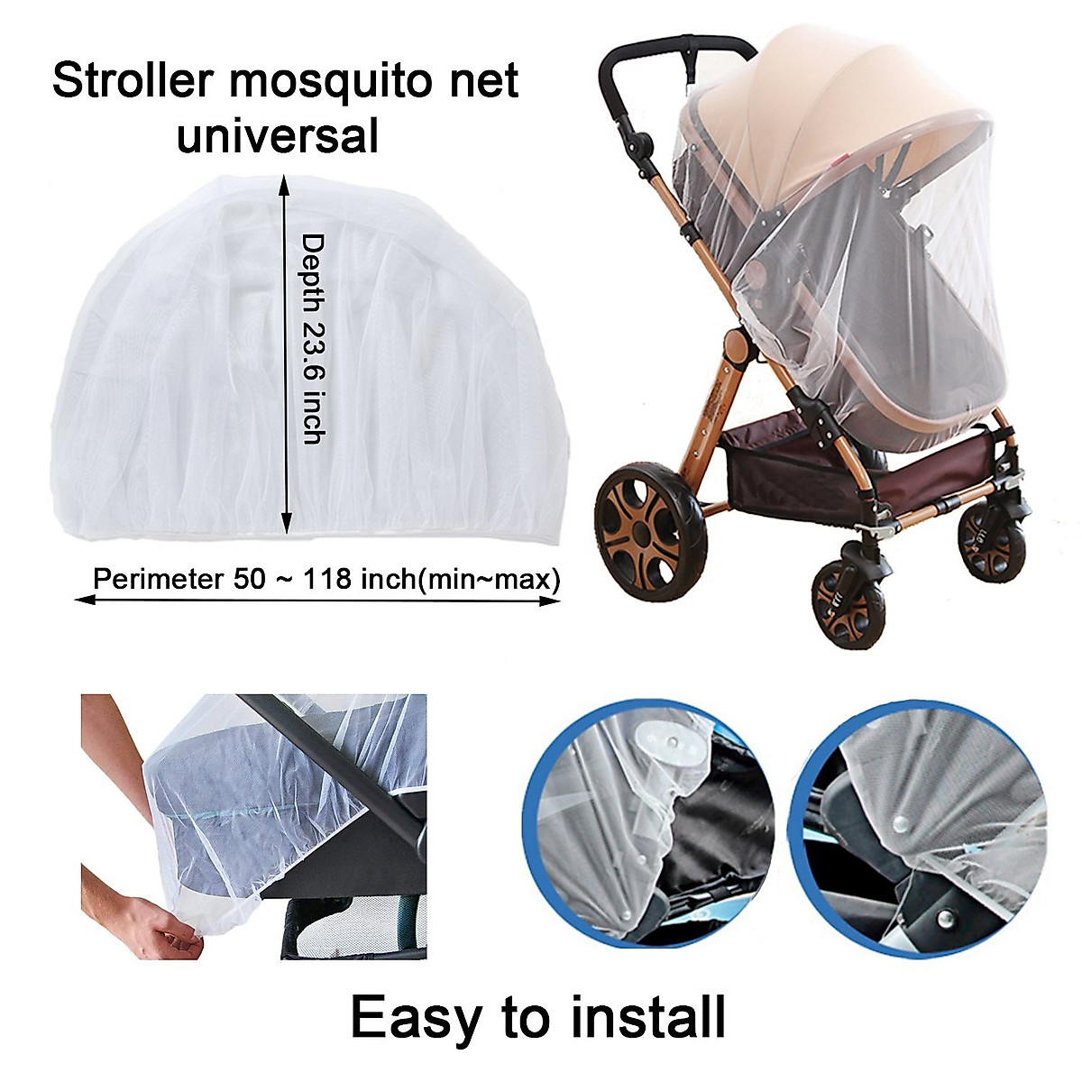 Stroller Rain Cover Baby Mosquito Net Universal Weather Shield Bug Net for Jogging Stroller Pushchair Buggy Pram Protect Baby from Rain Insect Wind Bug Snow Fly Shade Shield Netting Plastic