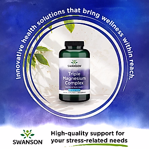 Swanson Triple Magnesium Complex - 400mg Supplement for Optimal Bone Health and Absorption - Citrate, Oxide, and Aspartate - Triple Magnesium Supplement (300 Capsules)