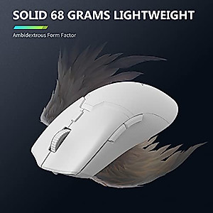 DeLUX M800PRO Wireless Gaming Mouse, Rechargeable Lightweight Computer Mouse, with PAW3395 Sensor 26000DPI, Tri-Mode, Huano Pink Switches, Matt UV Coating (White)