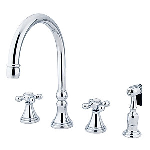 Kingston Brass KS2791AXBS Governor Deck Mount Kitchen Faucet with Brass Sprayer, 8-1/4-Inch, Polished Chrome