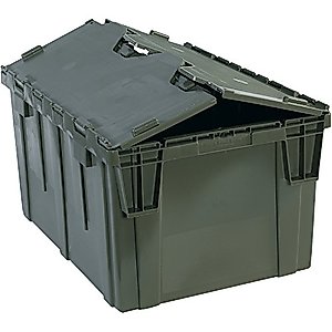 Aviditi Heavy Duty Plastic Storage Tote with Attached Lid, 26"" x 19"" x 15 5/8"", Gray, for Shipping, Distribution, Stocking and Multi-Purpose Storage (1 Tote), grey (BINR113AVI)