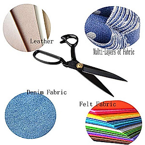LNKA Sewing Scissors for Fabric Black Professional Heavy Duty Tailor Scissor Industrial Strength High Carbon Steel Shears for Leather Paper Sewing Craft Artists Students Dressmakers (12 Inch)