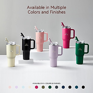 Gpeng 30/40/50 oz Tumbler with Handle, Water Bottles with Straw Lid, Insulated Stainless Steel Travel Mug Cup Holder Friendly, Keep Drinks Cold or Hot for Hours