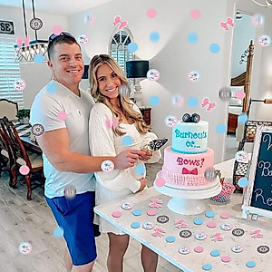 200pcs Burnouts or Bows Gender Reveal Confetti, Pink and Blue Paper Confetti Round Confetti Dots for Baby Shower Gender Reveal Party Decorations (5 styles)