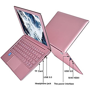 HBESTORE Laptop 10.1Inch 8GB RAM 128GB SSD Mini Ultrabook,Windwos11 OS with Intel Gemini Lake N4120 Quad Core Processor Up to2.6GHz 2.4G/5G WiFi+Mini HDMI+USB3.0 +Metal Shell (Rose Gold)