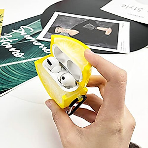 QIXIU for AirPods Pro Case Cover with Keychain,Full Protective Accessories for Women Girl with Apple 2022 Latest AirPods Pro Case,Lemon Design Wireless Charging Headset Accessories