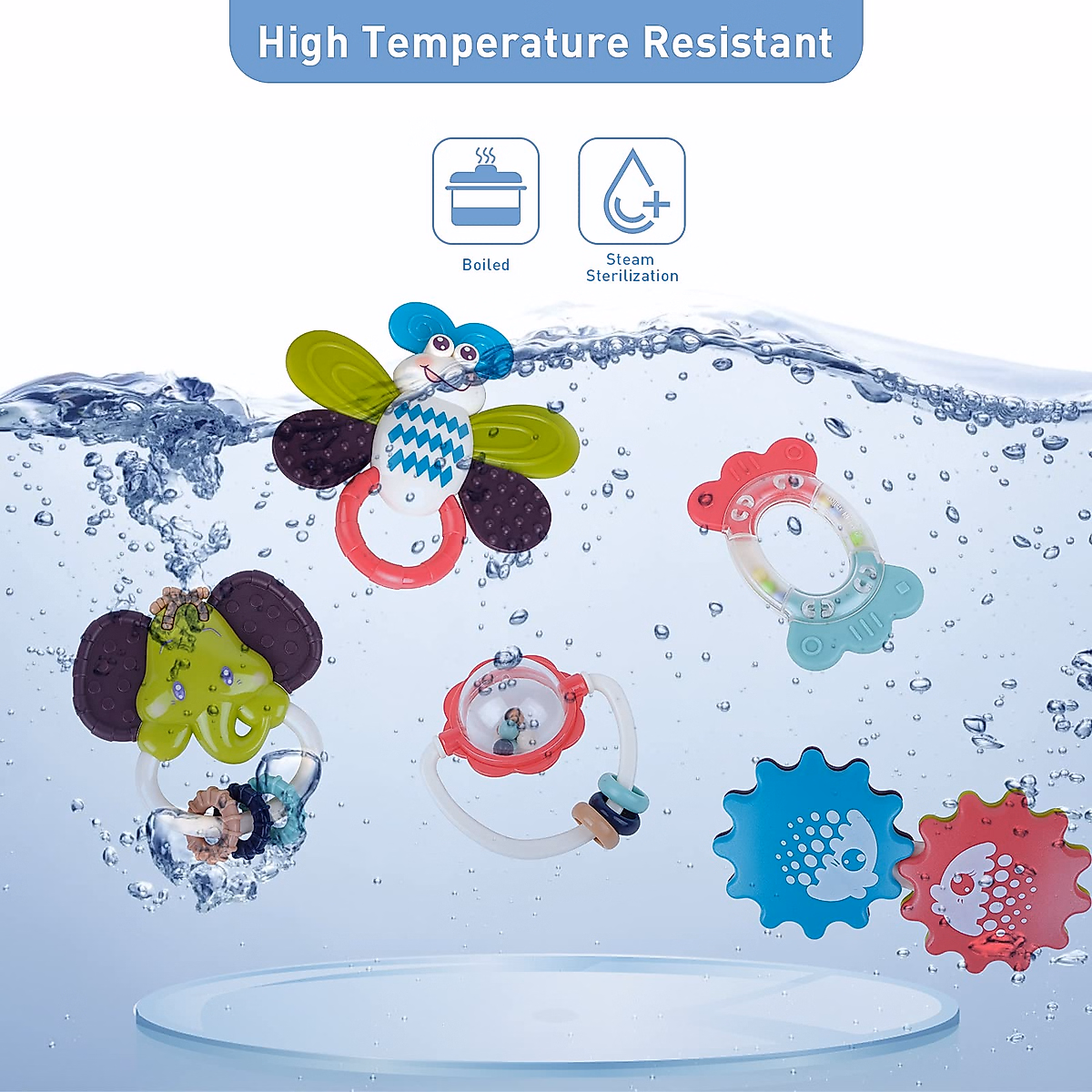 DAMEING Baby Rattle Teething Toys, Infant Sensory Teethers Toy Set, Musical Shaker Grab and Spin Early Educational Newborn Toys for 0 3 6 9 12 Months Babies Boy Girl