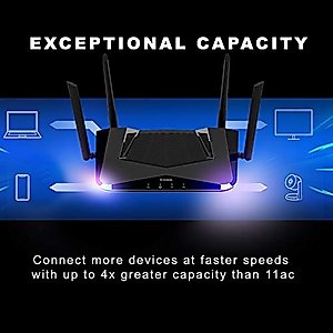 D-Link EXO WiFi 6 Router AX1500 MU-MIMO Voice Control Dual Band Gigabit Gaming Internet Network High Speed Performance WP3 (DIR-X1560-US), Black
