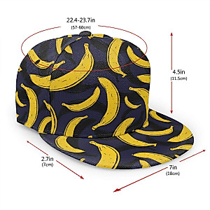 antkondnm Pop Art Banana Flat Bill Brim Cap, Cool Hip Hop Trucker Hat Men Women Adjustable Baseball Caps