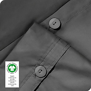 Bare Home 100% Organic Cotton King/California King Duvet Cover Set - Crisp Percale Weave - 300 Thread Count - Lightweight & Breathable - Cooling Duvet Cover Set (King/Cal King, Grey)