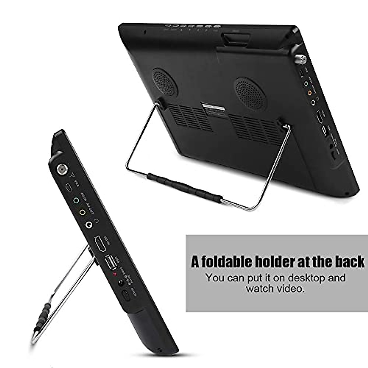 14Inch Portabel ATSC Digital Television 1080P HD HDMI Video Player Support USB Port,SD/MMC Card,U Disk,MKV, MOV, AVI, WMV, MP4, FLV, MPEG1-4, RMVB, 1080P Video MP3 for Outdoor, Home, Car,Bathroom