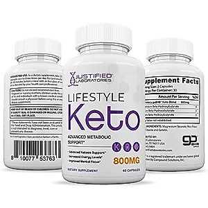 Lifestyle Keto Pills 800MG Includes Patented goBHB® Exogenous Ketones Advanced Ketosis Support for Men Women 60 Capsules
