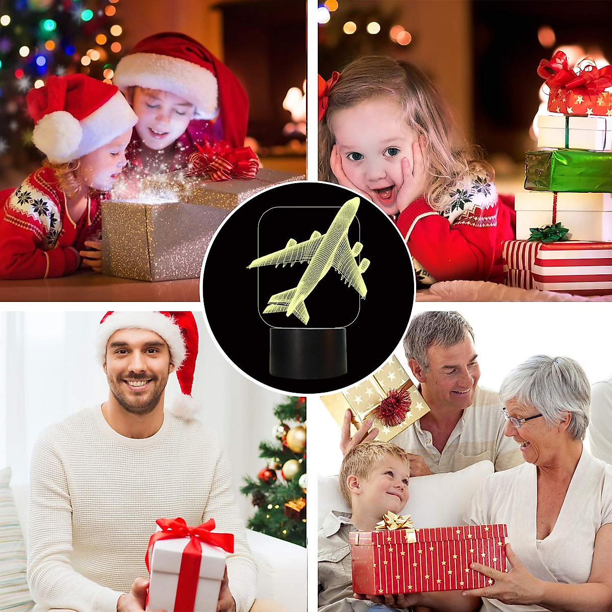 FULLOSUN Aircraft Airplane 3D Night Light Kids Bedside Lamp 16 Colors Changing with Remote Control Xmas Halloween Birthday Gift for Child Baby Boy