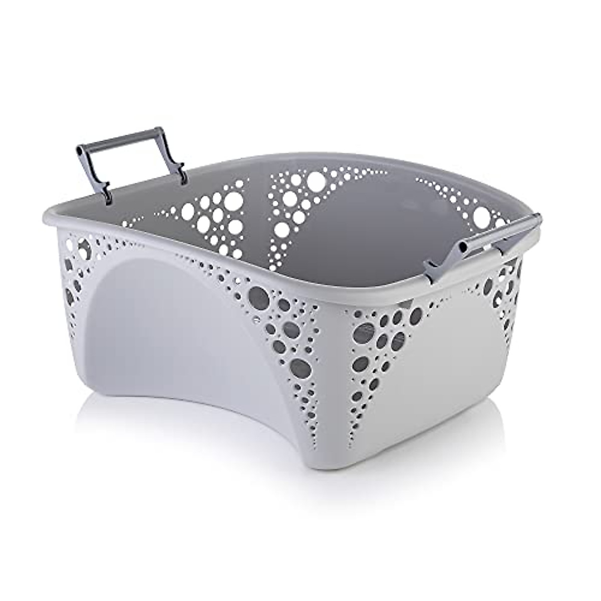 Minky Homecare 10gal Stackable Laundry Basket, Easy to Carry, Folding Handles – Ideal For Multipurpose Storage, Grey