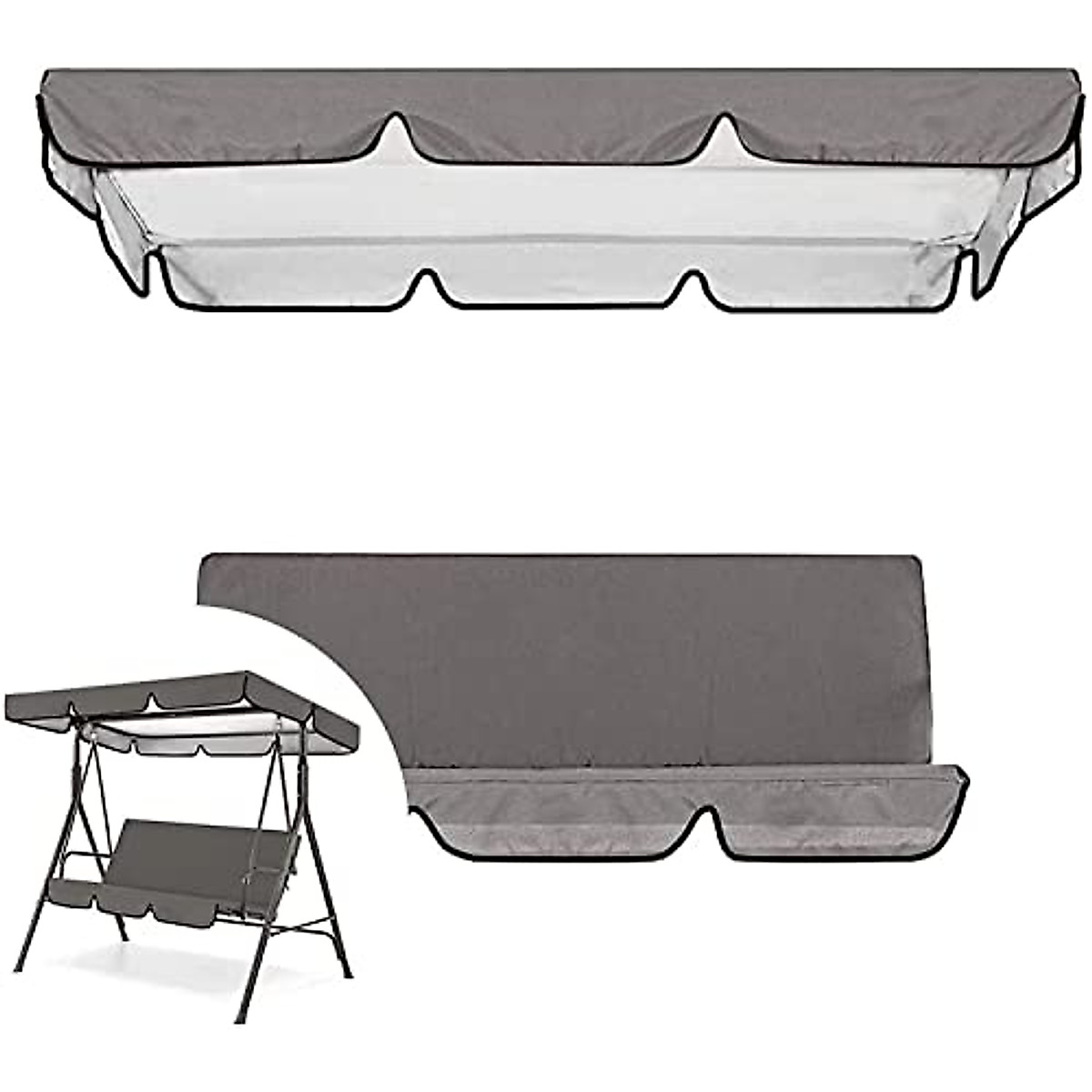 Waterproof Swing Ceiling Cover Swing Cover Garden Courtyard Anti-ash and Anti-Falling Sunshade Cover 210D Garden Protective Cover for 2/3-Seater-Swing 22.6.13