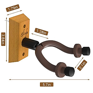 Ohuhu Guitar Wall Mount Hanger, 4-Pack Rotatable Hardwood Guitar Hangers with Screws, Adjustable Stopper Guitar Mount Hook Holder Stand for Acoustic Electric Guitar Banjo Bass Ukulele Mandolin (Wood)