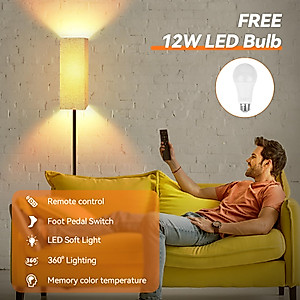 ATAEFR Floor Lamps for Living Room Bedroom, Modern Standing Lamp with Remote Control, Dimmable 3 Color Temperatures, 67" Tall lamp for Reading Office, 12W LED Bulb