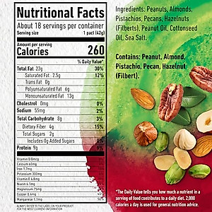 PLANTERS NUT-rition Heart Healthy Nut Mix, Snack Mix, 1.5 oz, 18 Count
