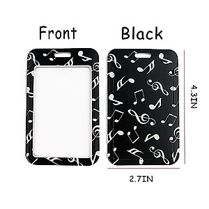 JUDODUCK Black Music Note ID Lanyard with Retractable Badge Holder Clip Detachable Key Card Holder Teacher Lanyard for ID Badges Art School Student Gifts