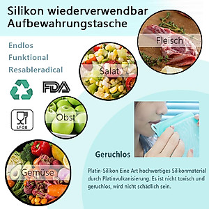 Kelina 1/2 Gallon Reusable Silicone Storage Bag,Food Storage Container Set,Microwave and Dishwasher Safe,Leak-free,Clear