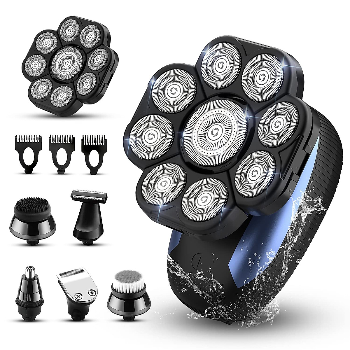 Roziahome Head Shavers for Bald Men 9D Electric Rotary Shaver Multifunctional Mens Bald Head Shaver Cordless Electric Razor for Men Wet & Dry Head Shaver Rechargeable Shavers for Balding Man