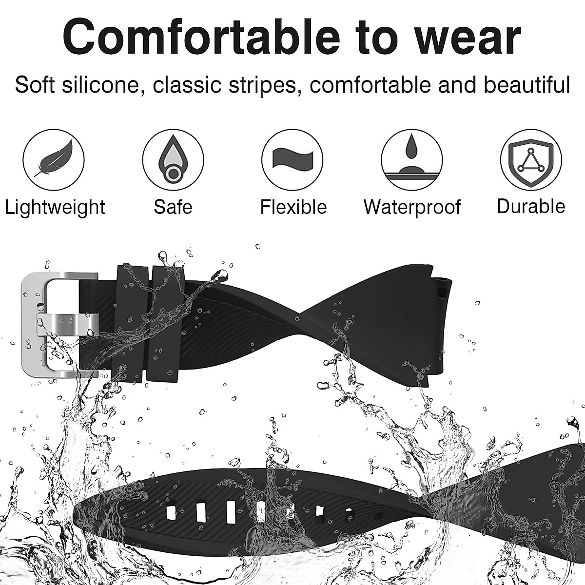 Compatible for Samsung Galaxy Watch 3 45mm Band - Gear S3 Frontier & Classic Bands/ Galaxy Watch 46mm bands, 22mm Soft Silicone Replacement Black Bands Sports Straps Breathable Men and Women