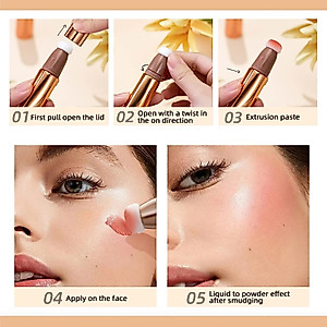 3 Pcs Liquid Contour Beauty Wand Set, Contour & Blush & Highlighter Stick with Cushion Applicator， Attached Easy to Blend, Long Lasting & Smooth Natural Matte Finish (01#02#04)