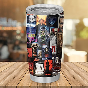 Campfami Classic Horror Movies Tumbler - Stephens King Scary Film Halloween Cup, Horror Characters, 20oz & 30oz Insulated Travel Coffee Mugs