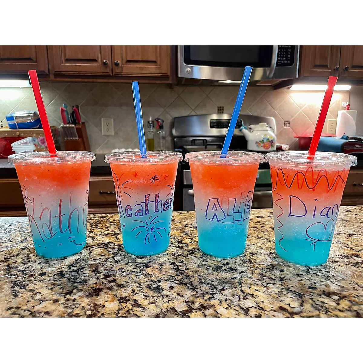 TashiBox Plastic Cups with Flat Lids 100 Sets 16 oz , Clear Crystal drink cups with lids