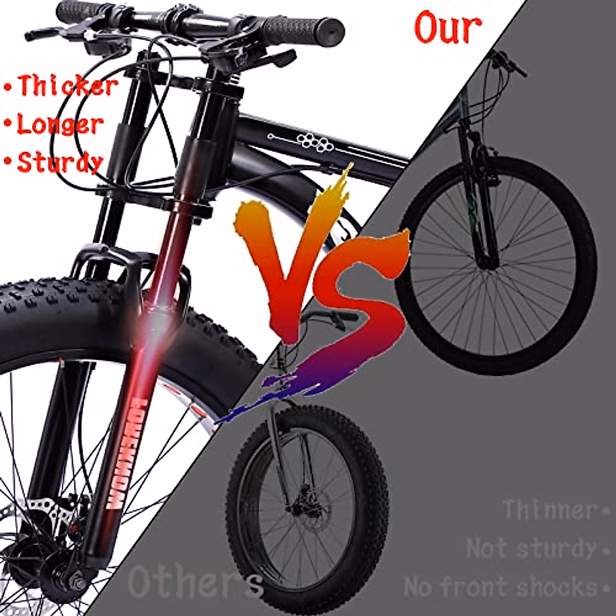 NENAGGE Fat Tire Mountain Bike 26 Inch Wheel 27 Speed Snow Mountain Bicycle for Men and Women, High Carbon Steel Frame Off-Road Bike with Daul Disc Brakes for Outdoor Sports, Silver