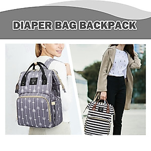 Armbq Stripe Prints Diaper Bag Backpack Multi-Function Waterproof Diaper Bag for Mom Essentials Baby Travel Diaper Backpack