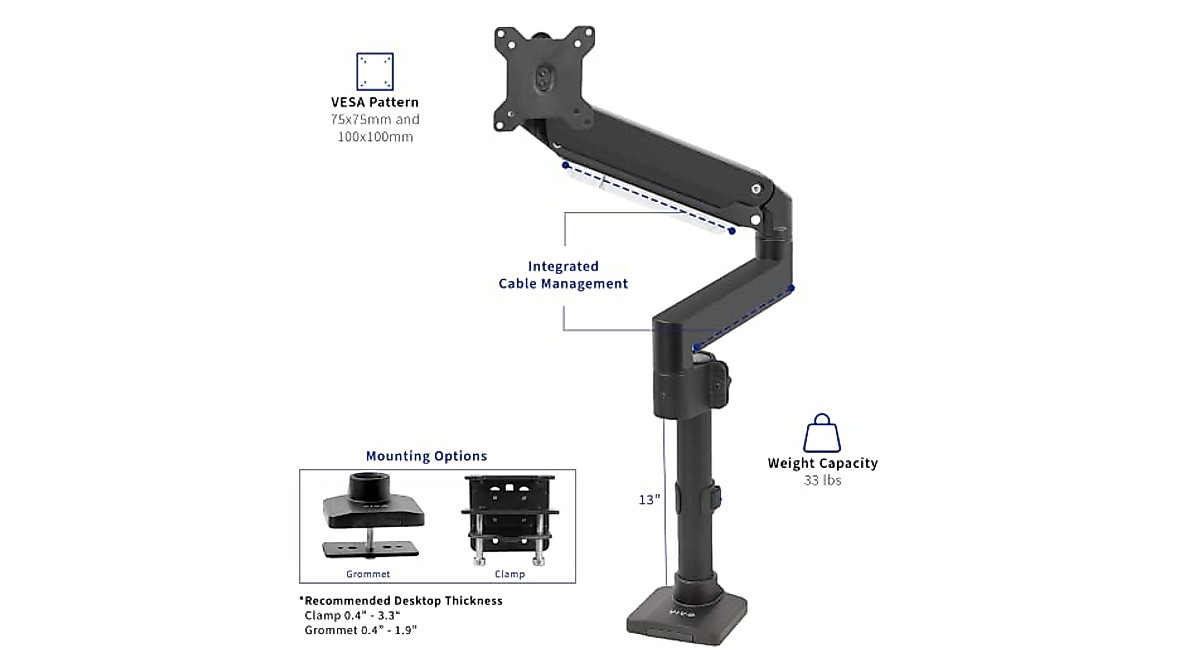 VIVO Premium Aluminum Monitor Arm for Ultrawide Up to 49 Inch Monitors