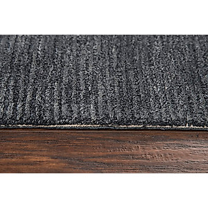 Rizzy Home | FA152B | Fifth Avenue Collection | Wool Area Rug | 8' x 10' | Dk. Grey/Gray/Rust/Blue Solid