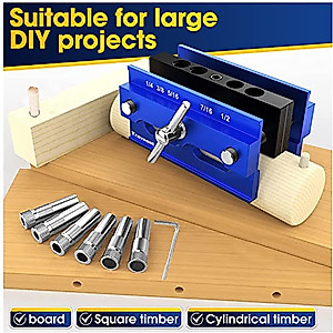 TRAVEANT Self Centering Dowel Jig kit, Drill Guide Bushings Set, Wood Working Tools Drill and Accessories, Adjustable Width Drilling Guide Power Tool Accessory Jigs (Klein Blue)
