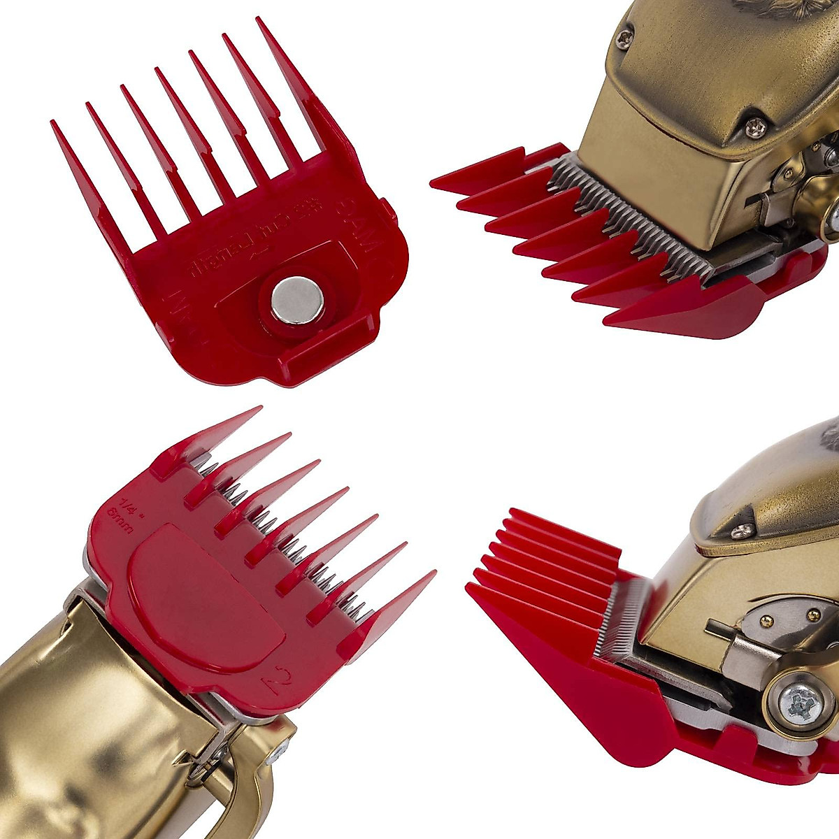 Clipper Guards Magnetic Combs Set for Andis Master Clippers Trimmer Cordless Clipper- 10 Cutting Lengths from 1/16” to 1” Designed for MBA, MC-2, ML, PM-1 And PM-4, Red (10 Pack)