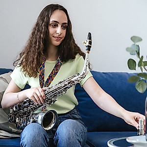 Xinlinke Saxophone Neck Strap Soft Padded Rainbow Braided Pattern for Alto Baritone Soprano Sax